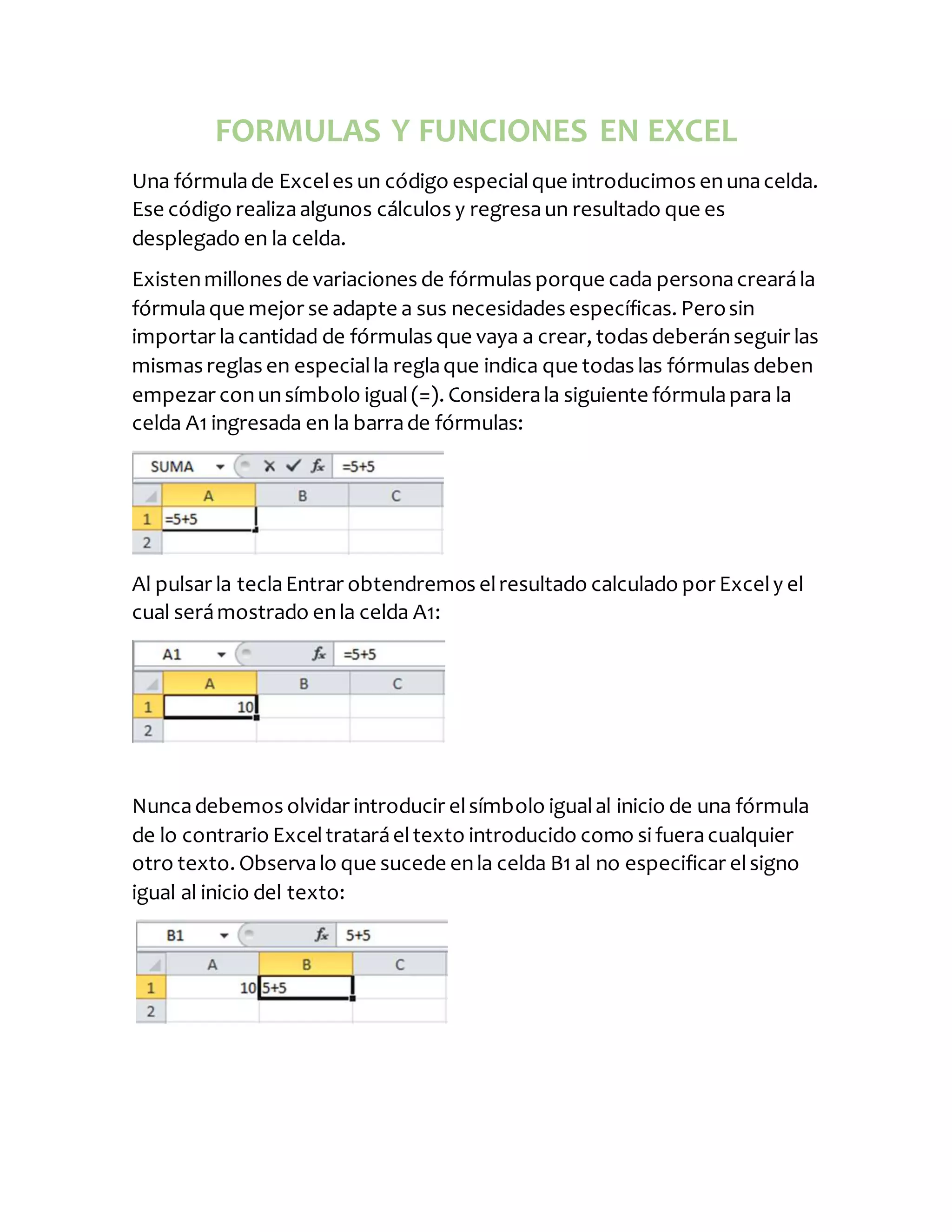 Formulas y funciones en excel | DOCX