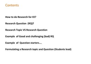 Formulate research topic and question@Extended Essay | PPTX