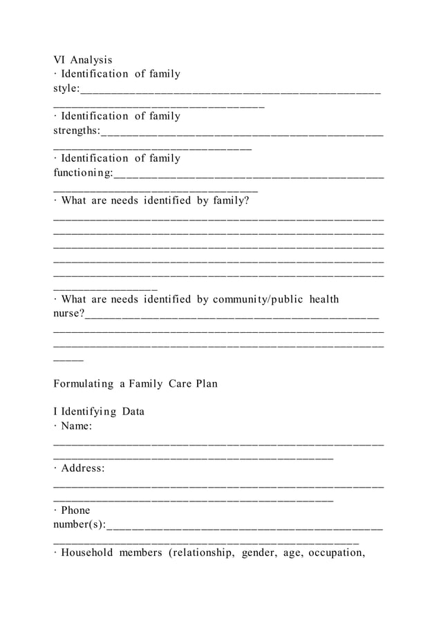 Formulating a family care plan i identifying data· name _____ | PDF