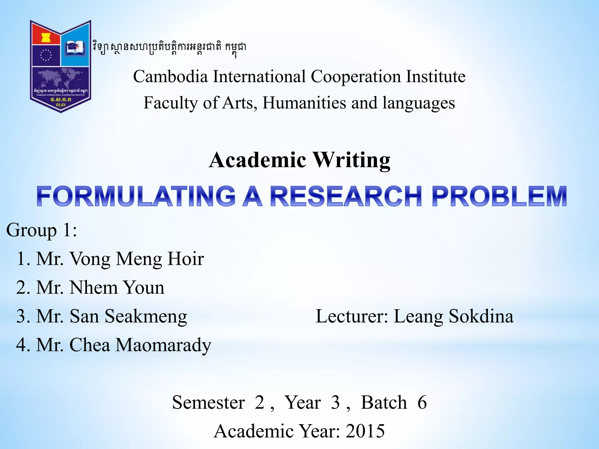 Formulating A Research Problem | PPTX