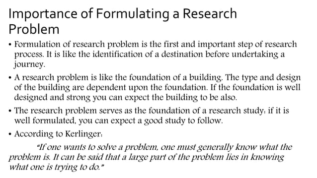 Formulating a research problem - Research Methodology | PPTX