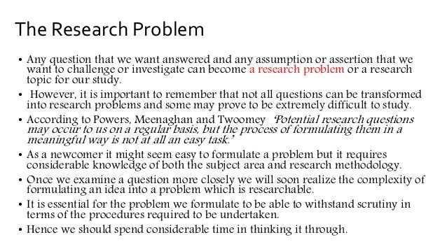 Formulating a research problem - Research Methodology