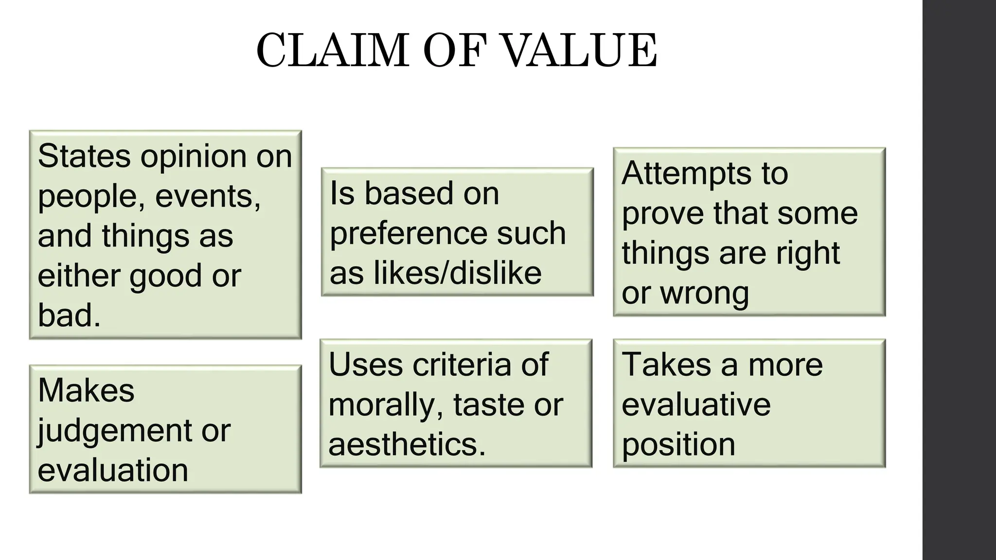 FORMULATING CLAIMS OF FACT, POLICY AND VALUE.pptx