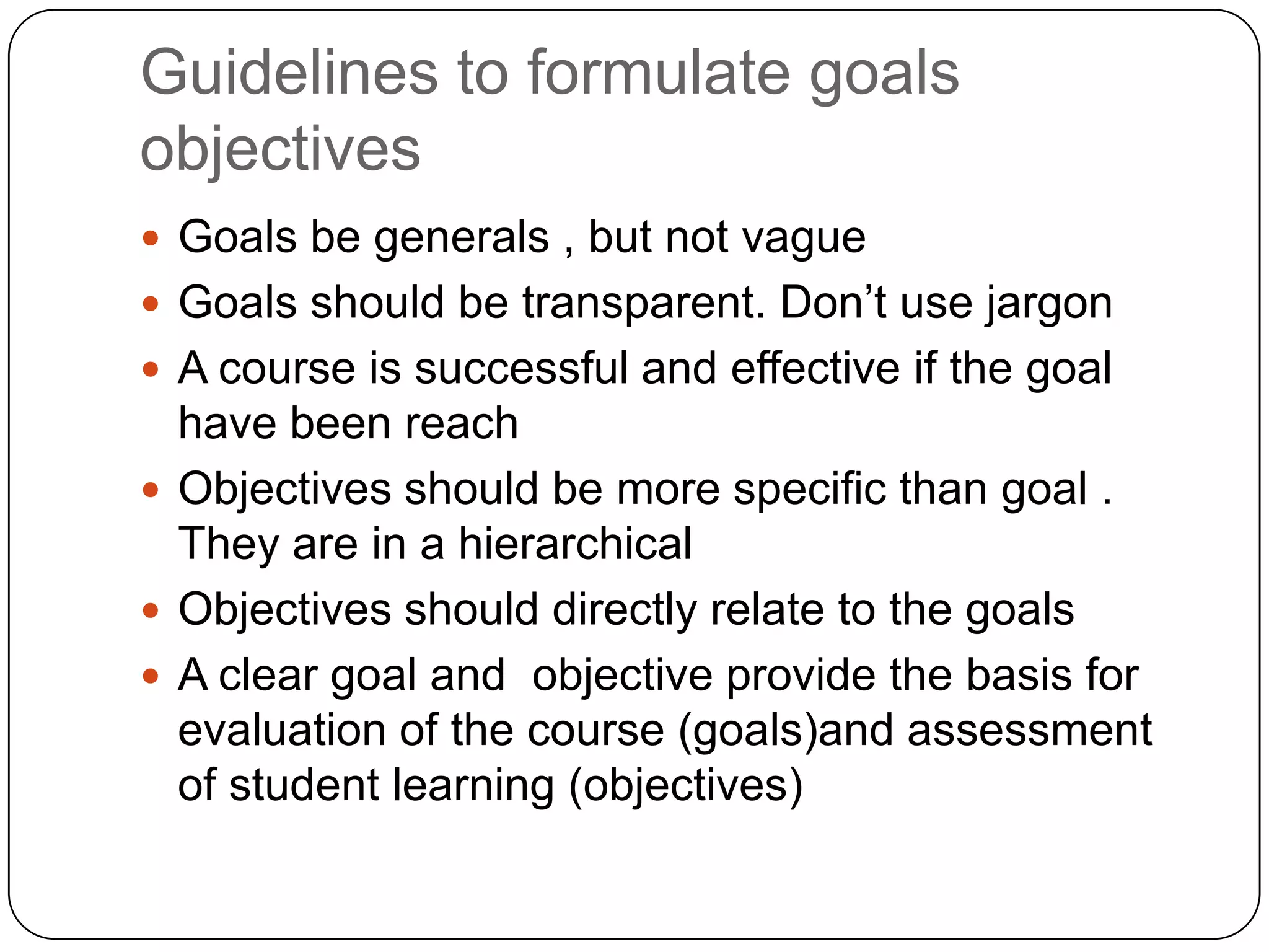 Formulating goals and objectives | PPTX