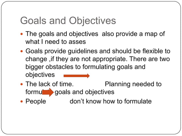 Formulating goals and objectives | PPTX | Educational Assessment | Education