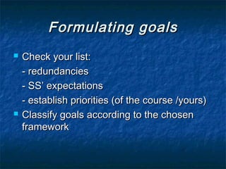 Unit 1 Formulating goals and objectives | PPT