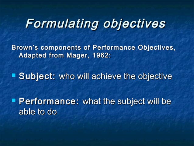 Unit 1 Formulating goals and objectives | PPT