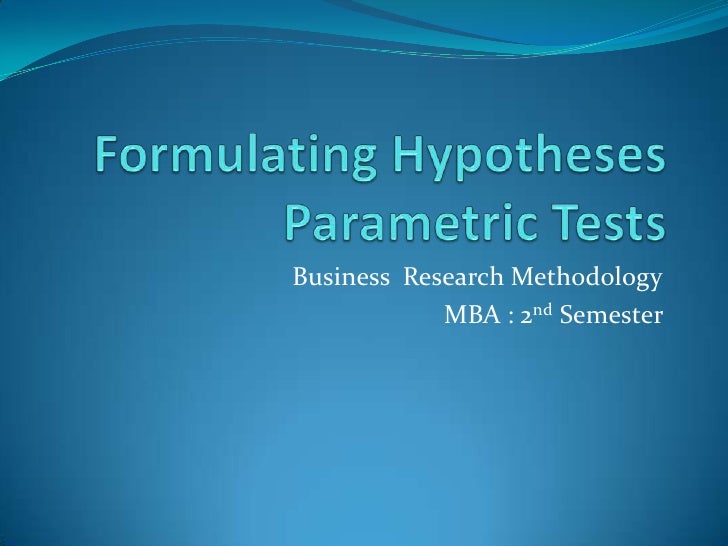Formulating hypotheses