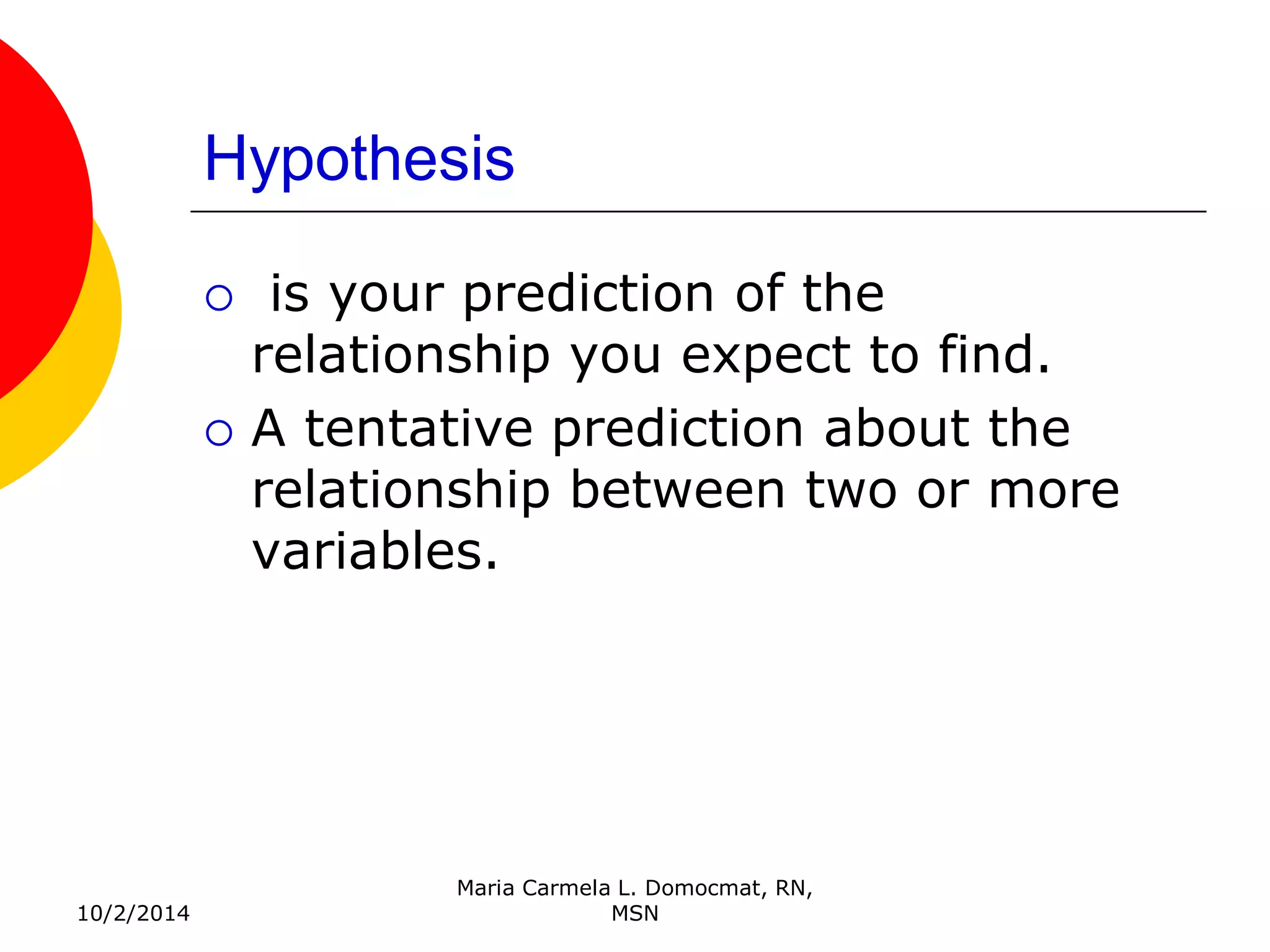 Formulating hypothesis in nursing research | PDF