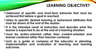 FORMULATING LEARNING OBJECTIVE IN HEALTH EDUCATION | PPT