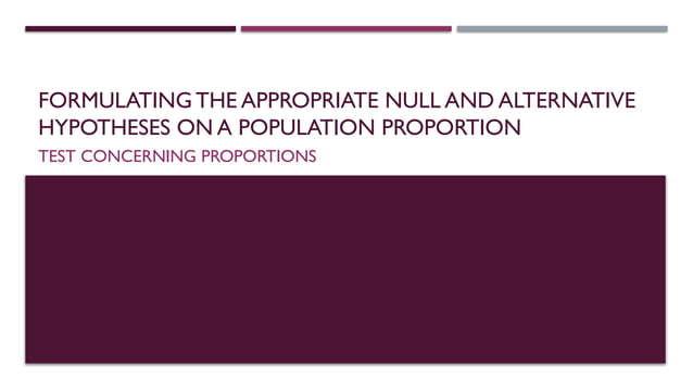 Formulating the appropriate null and alternative hypotheses on proportion.pptx
