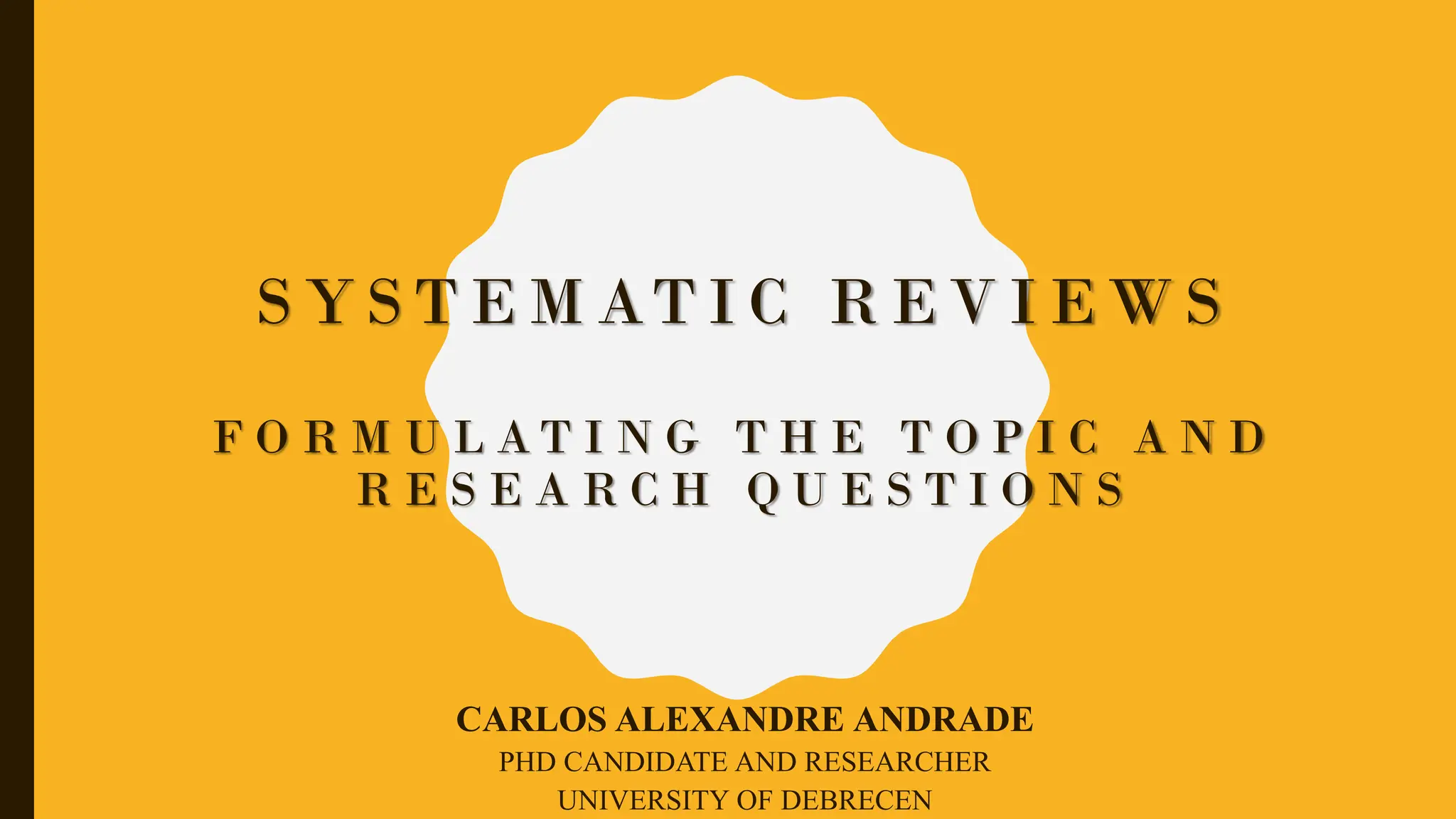Formulating the Topic and Research Questions for Systematic Reviews ...