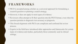 Formulating the Topic and Research Questions for Systematic Reviews ...