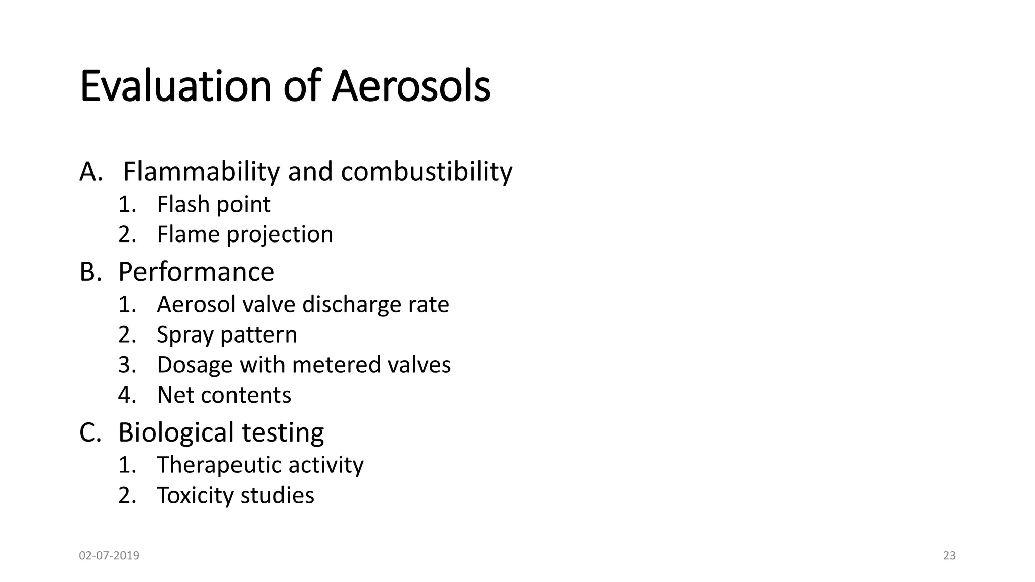 Formulation and evaluation of aerosals | PPTX