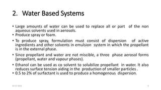 Formulation and evaluation of aerosals | PPTX