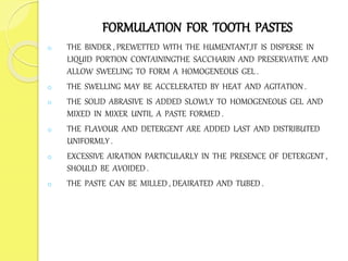 FORMULATION AND EVALUATION OF DENTAL PRODUCTS | PPTX