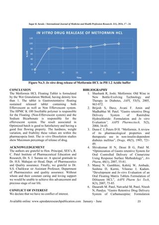 Formulation and evaluation of gastroretentative floating sustained releasedmetformin hcl tablet ...