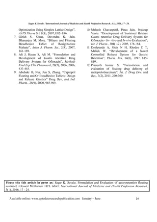Formulation and evaluation of gastroretentative floating sustained ...
