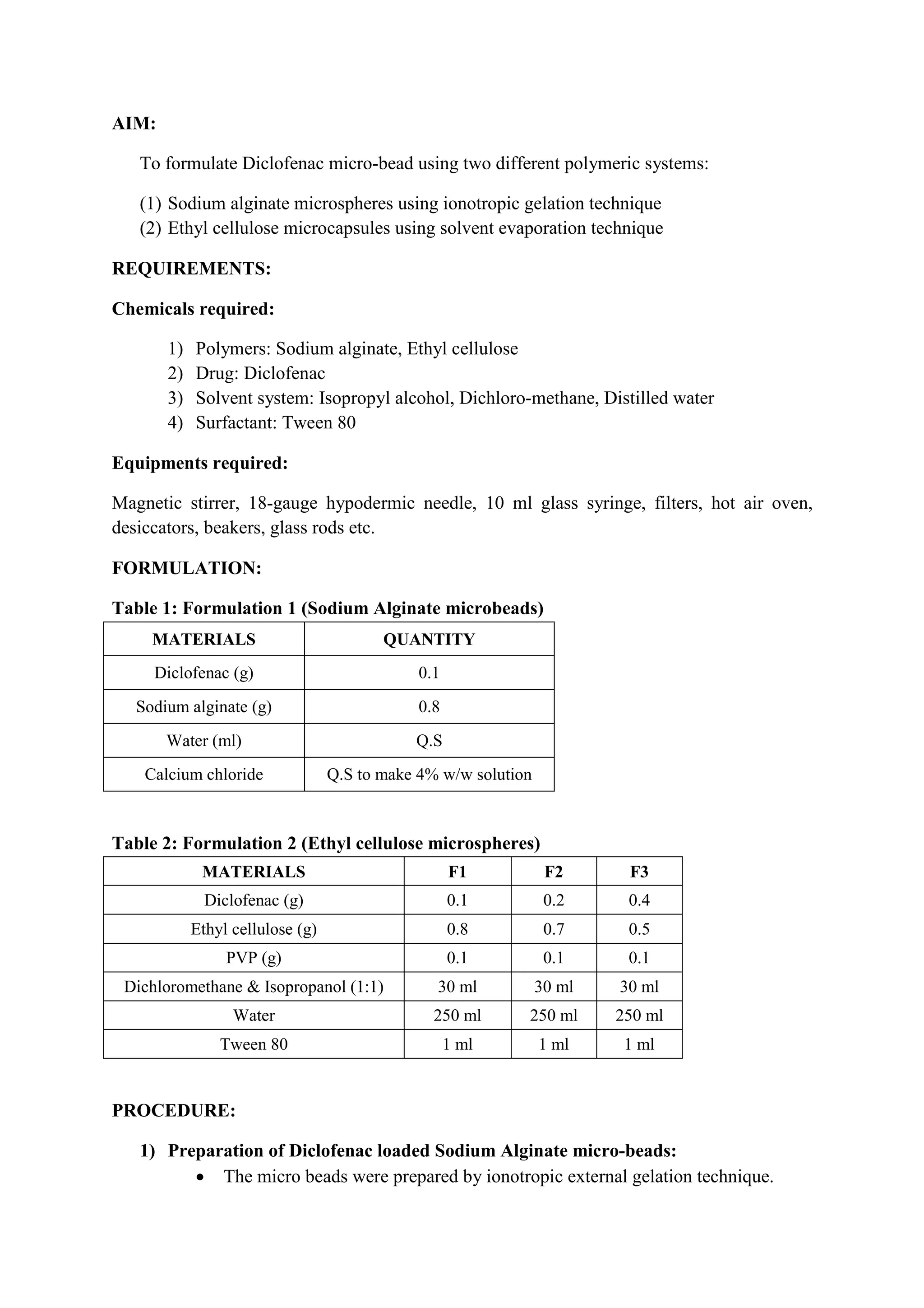 Formulation and evaluation of microspheres | PDF