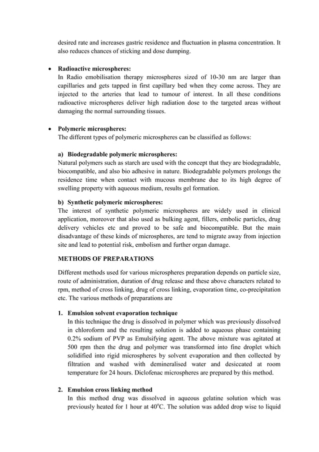 Formulation And Evaluation Of Microspheres Pdf Physics Science