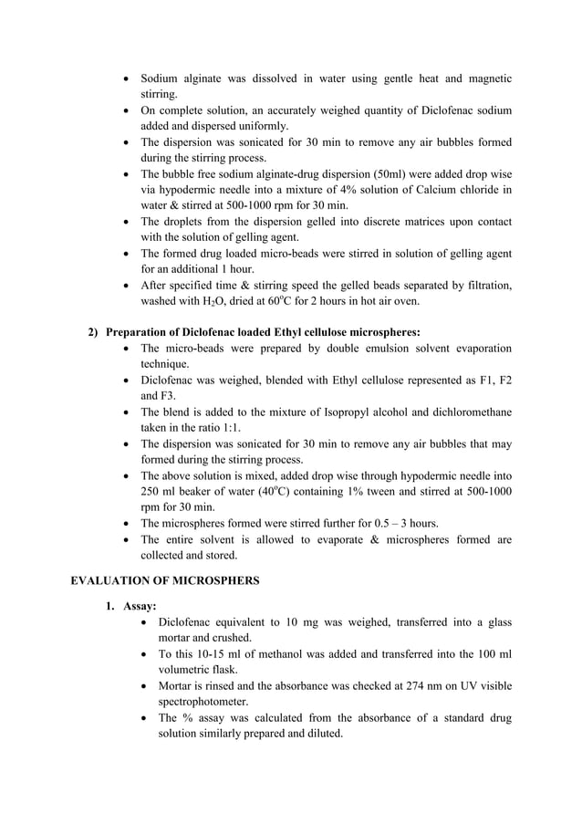 Formulation And Evaluation Of Microspheres Pdf Physics Science