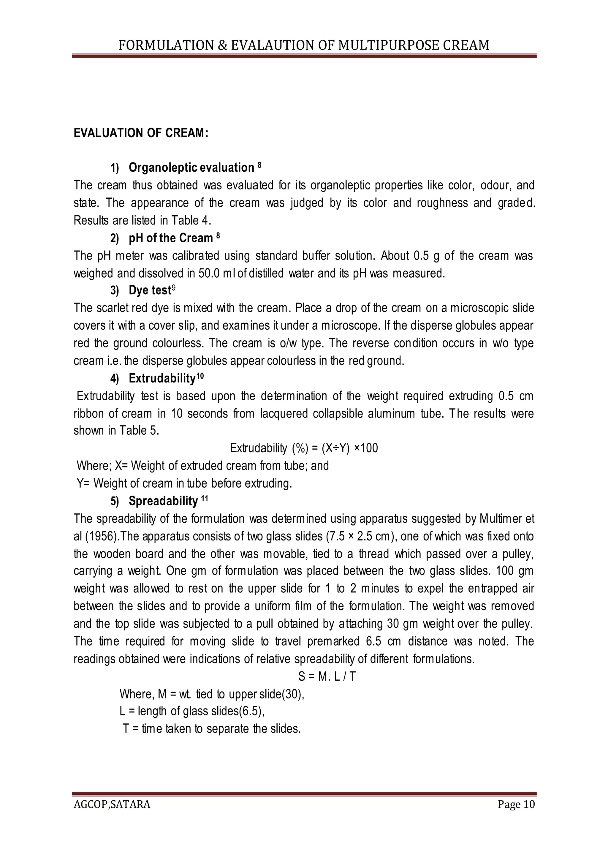 Formulation and evaluation of multipurpose herbal cream | DOCX