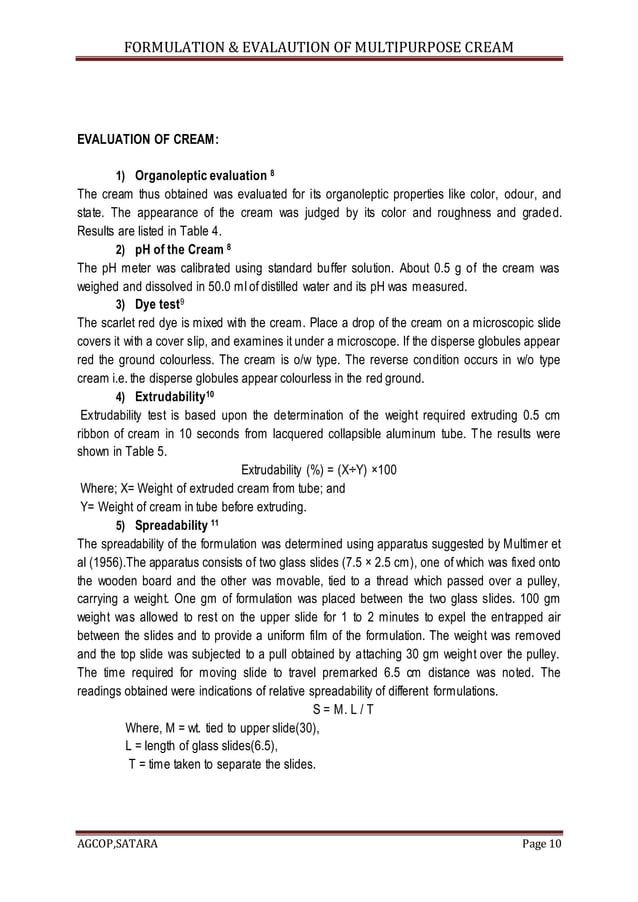 Formulation and evaluation of multipurpose herbal cream | DOCX