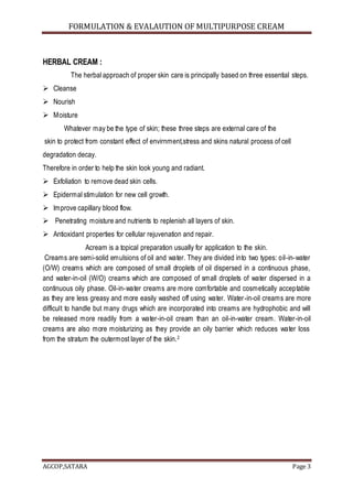 Formulation and evaluation of multipurpose herbal cream | DOCX