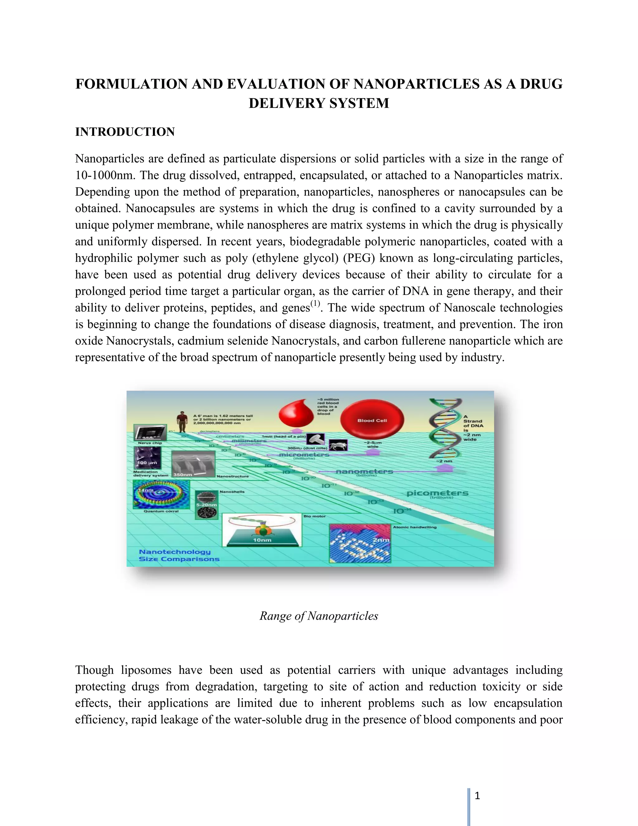 Formulation and evaluation of nanoparticles as a drug delivery systems ...