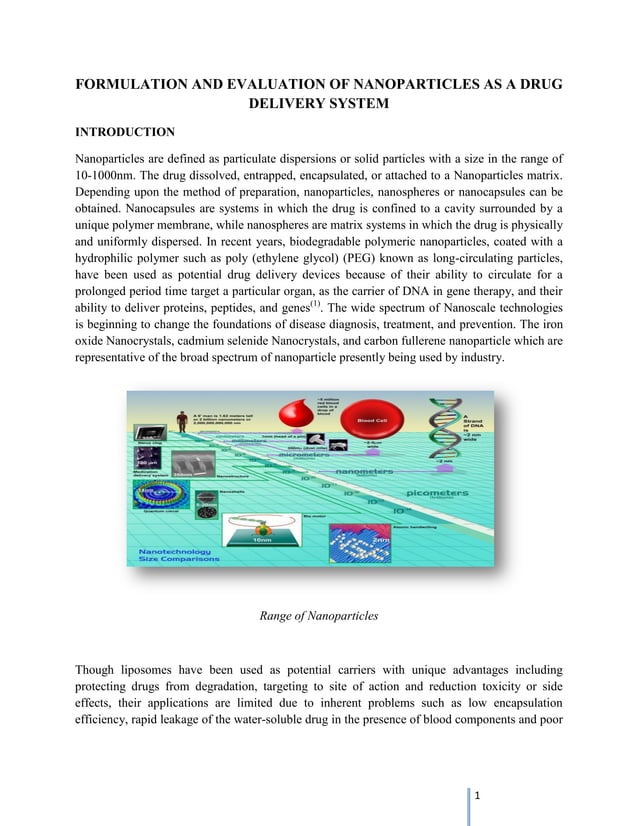Formulation and evaluation of nanoparticles as a drug delivery systems ...