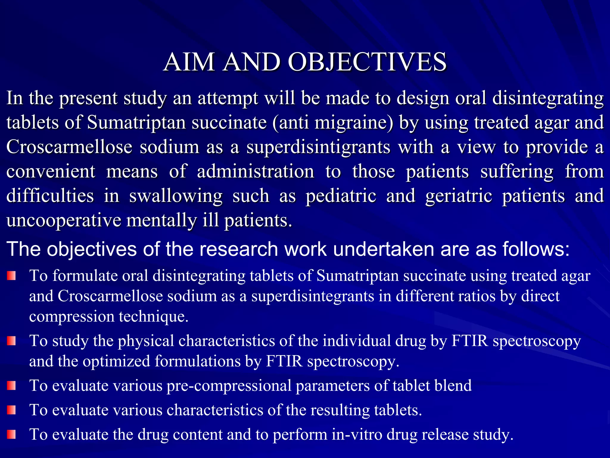 Formulation And Evaluation Of Sumatriptan Succinate Oral Disintegrating