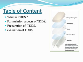 Formulation and evaluation of tdds | PPTX