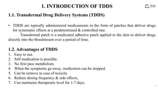 Transdermal Drug Delivery System (TDDS) | PPT