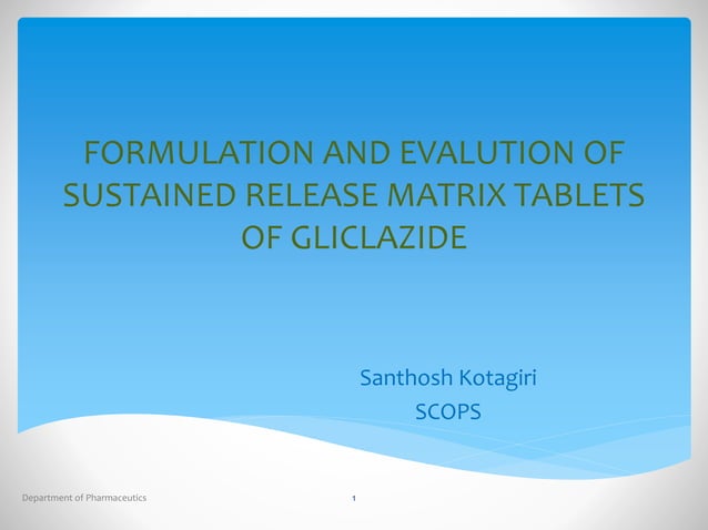 Formulation and evalution of sustained release matrix tablets | PPTX ...