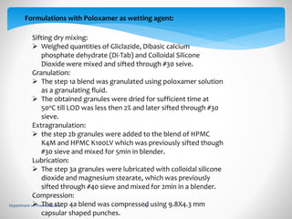 Formulation and evalution of sustained release matrix tablets | PPTX
