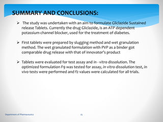 Formulation and evalution of sustained release matrix tablets | PPTX