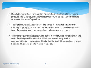 Formulation and evalution of sustained release matrix tablets | PPTX