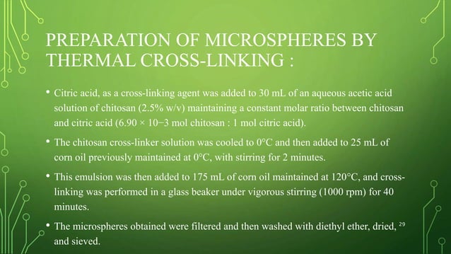 Formulation And Invitro Evaluation Of Microspheres Pptx Chemistry Science