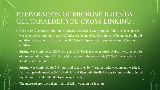 Formulation And Invitro Evaluation Of Microspheres Pptx Chemistry Science
