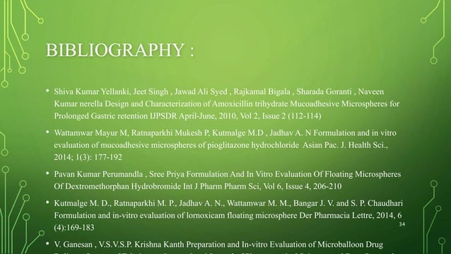 Formulation And Invitro Evaluation Of Microspheres Pptx Chemistry Science