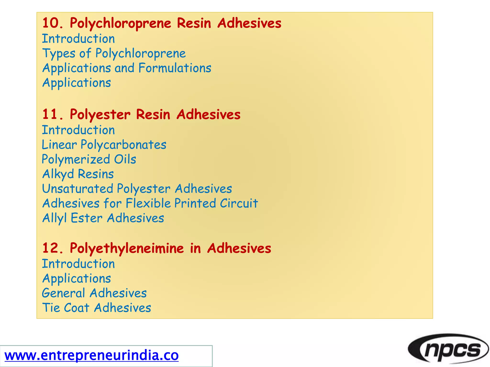 Formulation and Manufacturing Process of Adhesives, Glues and Resins ...