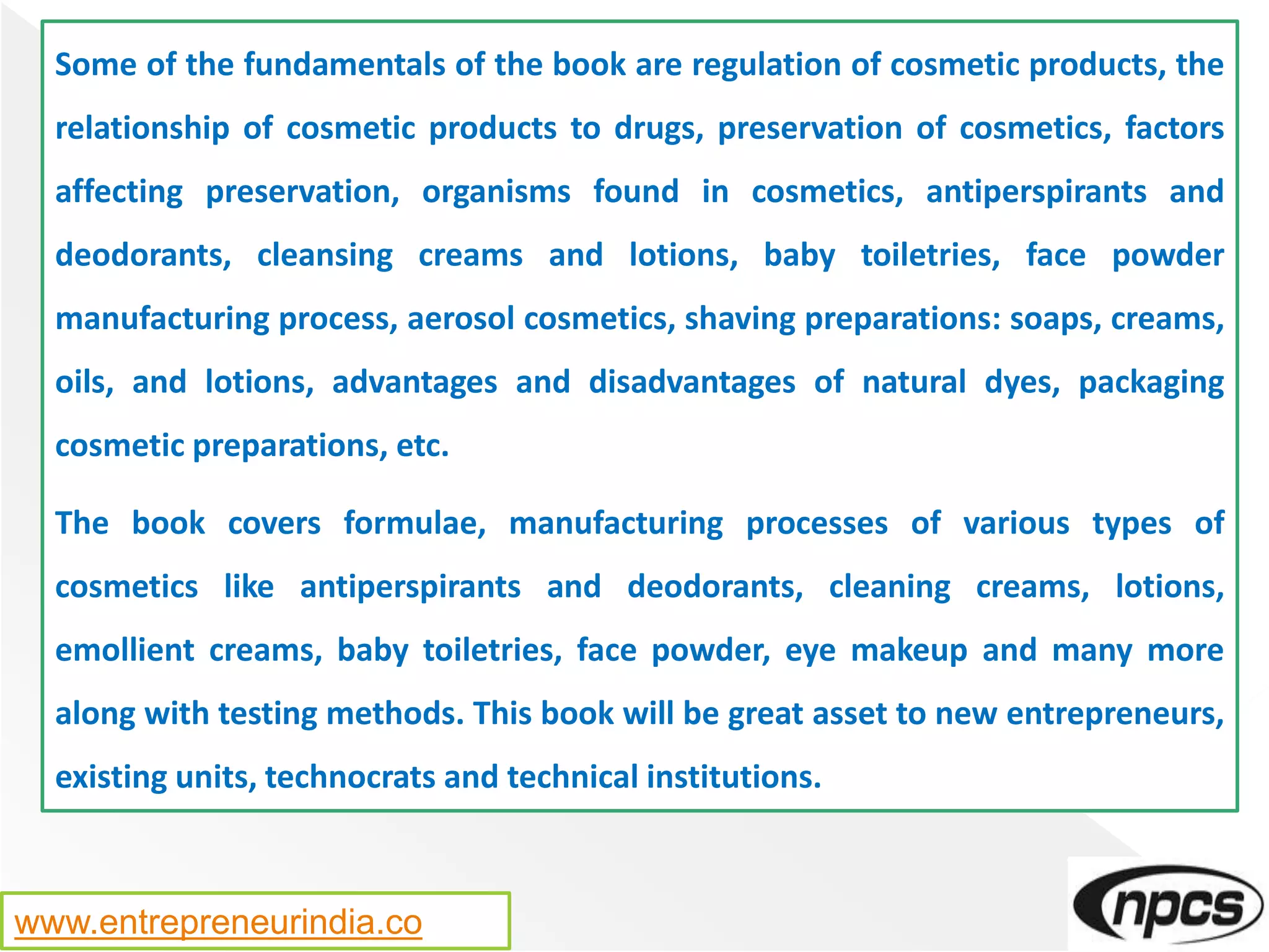 Formulation and Manufacturing Process of Cosmetics with Packaging | PPTX