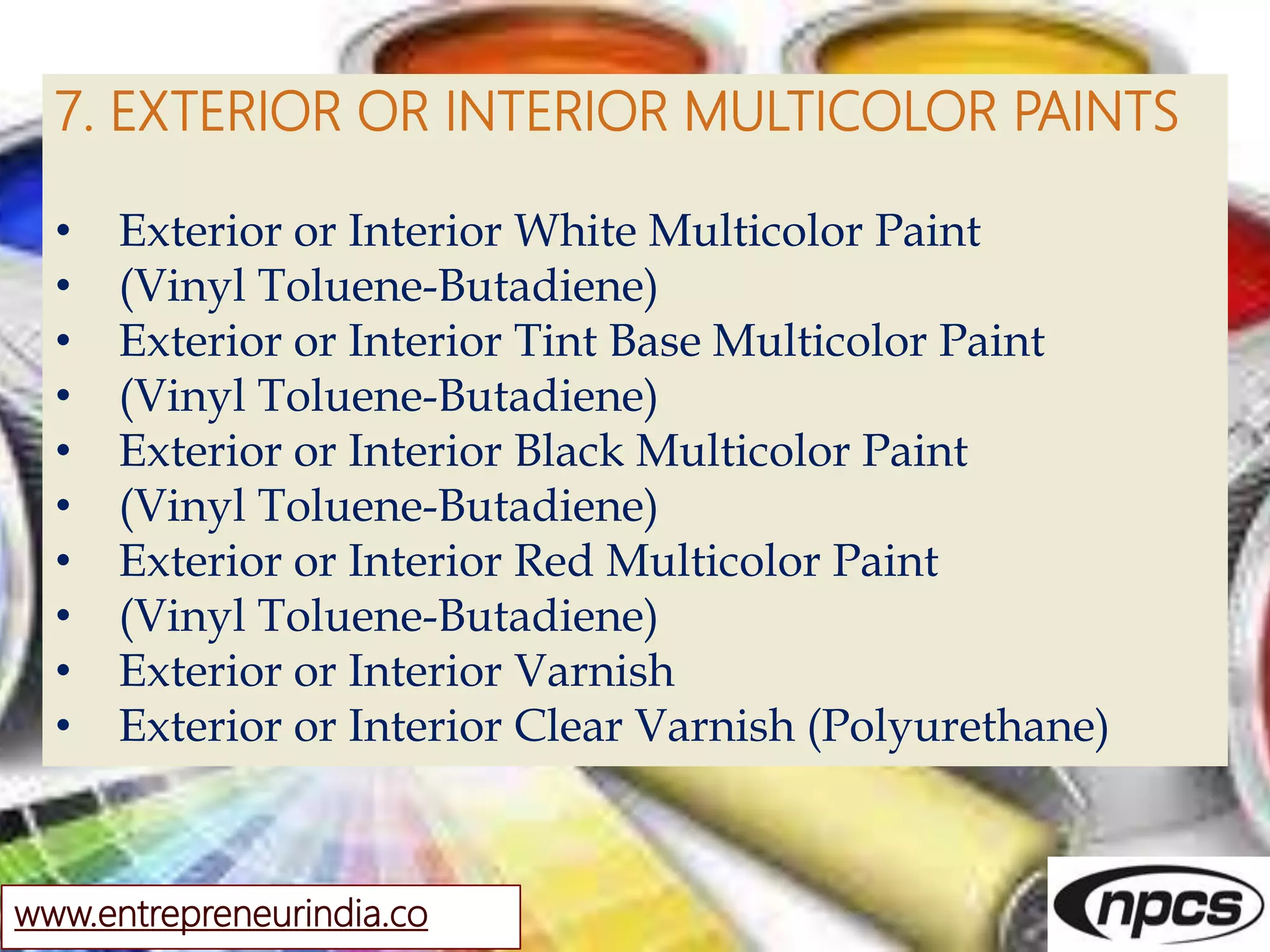 Formulation and Manufacturing Process of Paints, Pigments, Varnishes ...