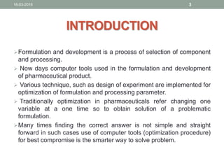 Formulation data analysis by softwares [autosaved] | PPTX