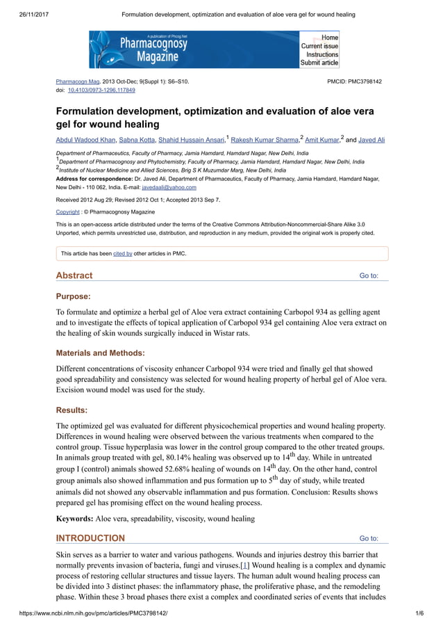 Formulation Development Optimization And Evaluation Of Aloe Vera Gel