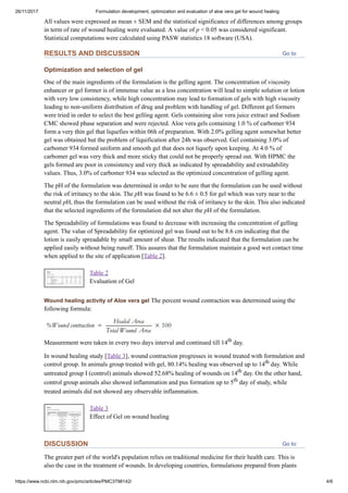 Formulation development, optimization and evaluation of aloe vera gel ...