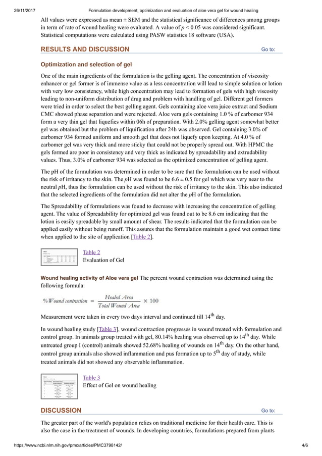 Formulation development, optimization and evaluation of aloe vera gel ...