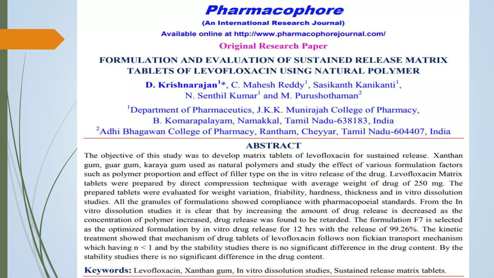 Formulation And Evaluation Of Sustained Release Matrix Tablet Pptx