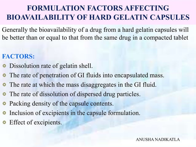 FORMULATION FACTORS EFFECTING BIOAVAILABILITY OF DRUGS | PPTX ...