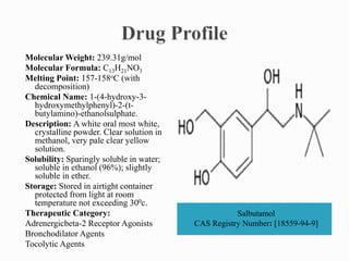 Formulation & In vitro Evolution of Immediate Release of Salbutamol.ppt ...